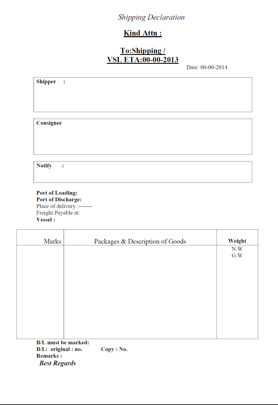 Real Vessel Tips: Shipping Declaration Form