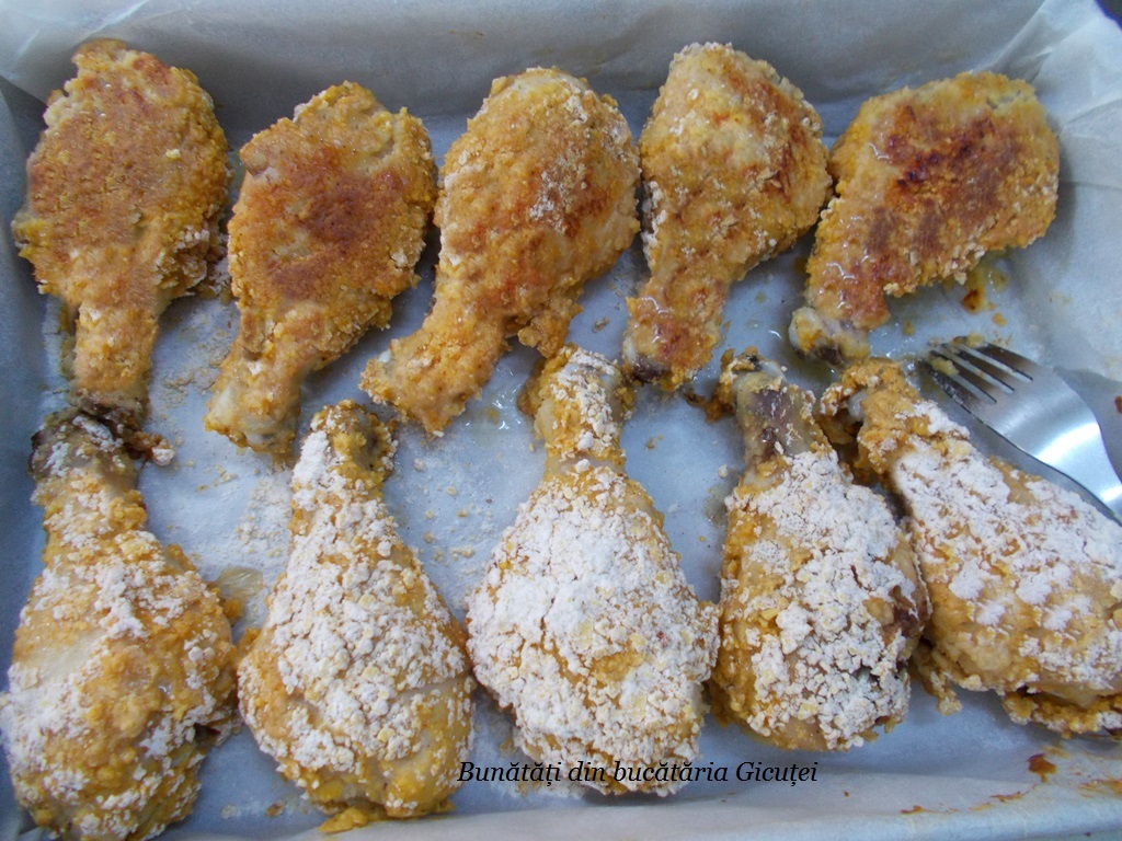Pulpe de pui in invelis crocant, la cuptor - Bunătăți din bucătăria Gicuței