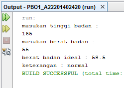 Coding Cek Berat Badan Ideal di Java Netbeans