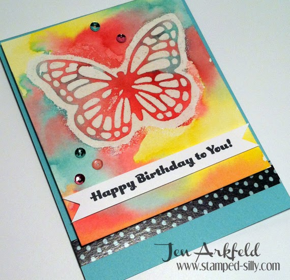 Stamped Silly: How to: Watercolor Resist with Stampin' Up! Butterflies Thinlits