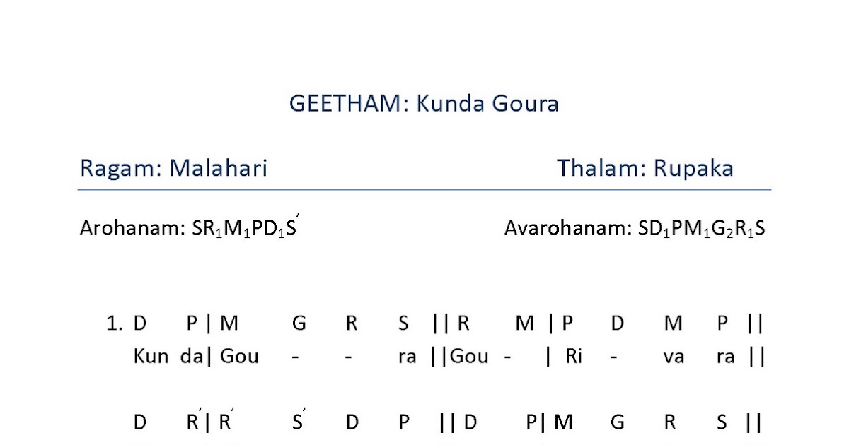 Dr. Vasundara Iyengar - Carnatic Music: GEETHAM: Kunda Goura - Malahari ...