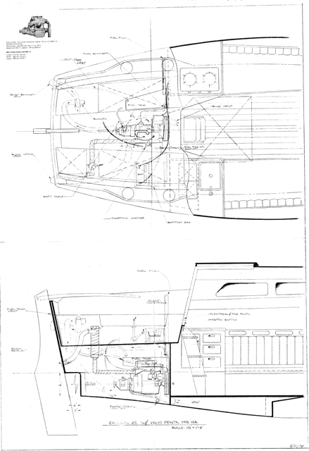 Ericson 25, Oystercatcher: Ericson 25, Engine, Inboard, Diagram