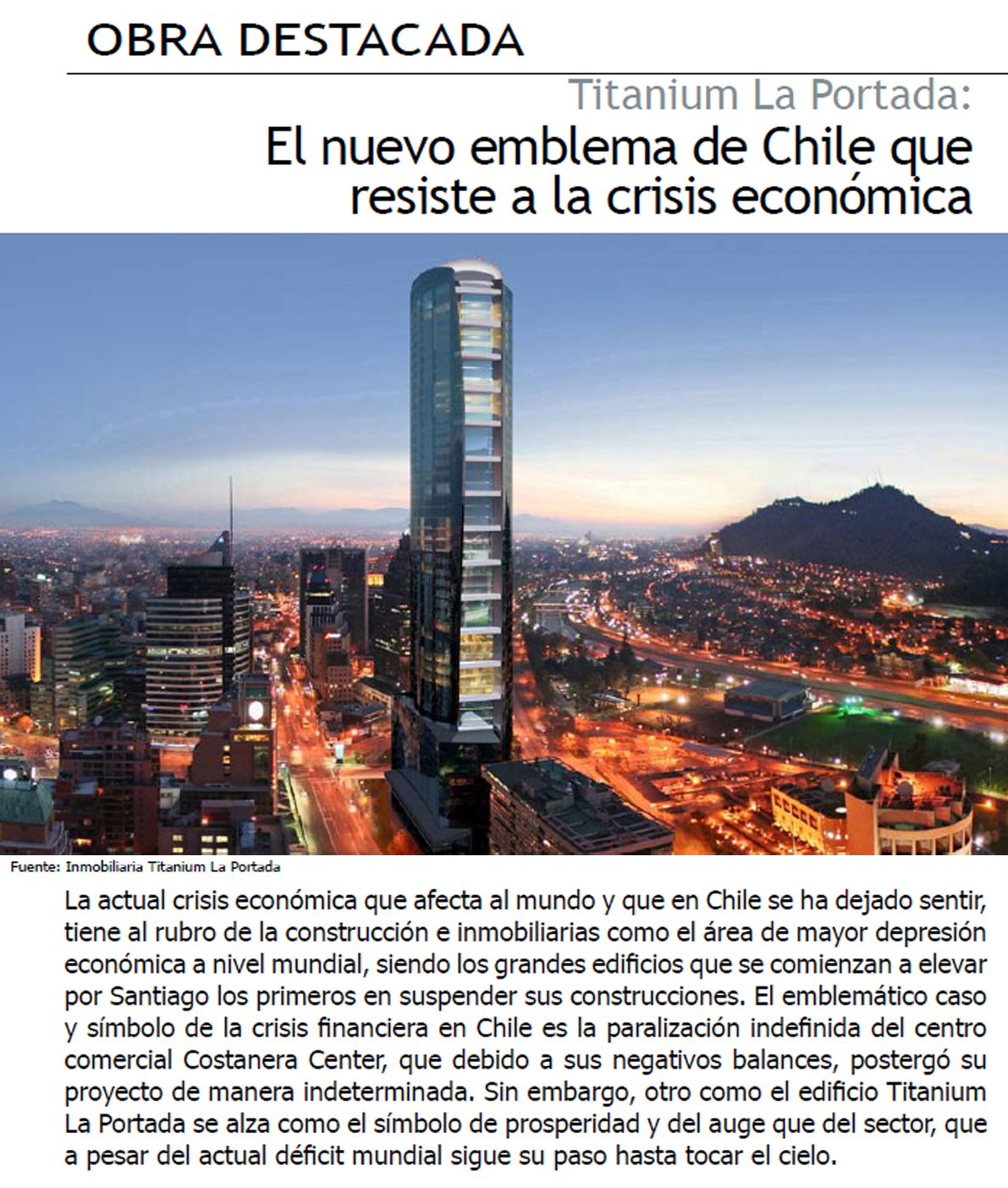 ARQUITECTURA , ARTE Y PATRIMONIO: TORRE TITANIUM EN ISIDORA GOYENECHEA ...