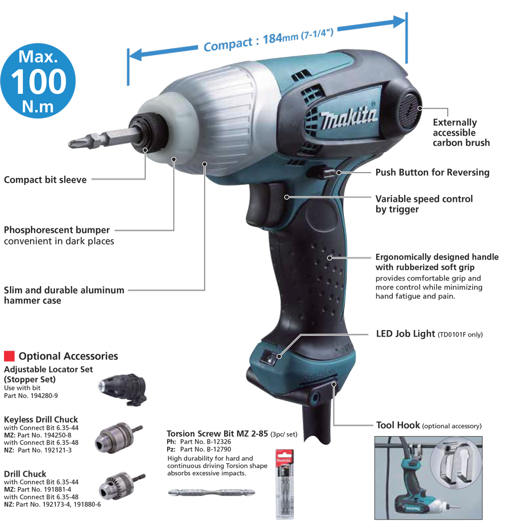 Máy vặn vít Makita TD0101F/TD0101 - Điện máy Makita