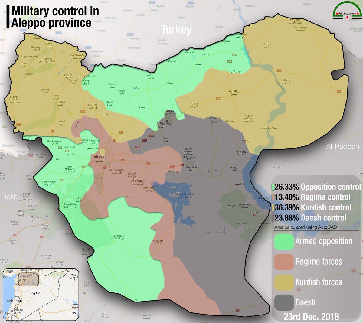 Levant War: A graphic detailing the current control of Aleppo ...
