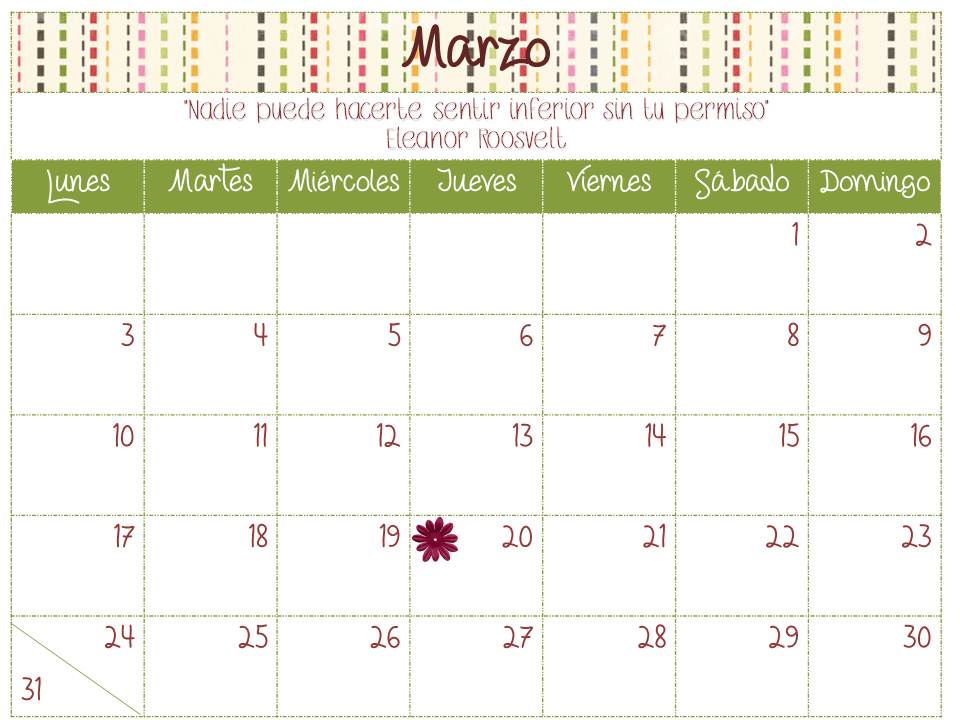 Como un Ocho tumbado: Calendarios y organizadores para el mes de marzo.