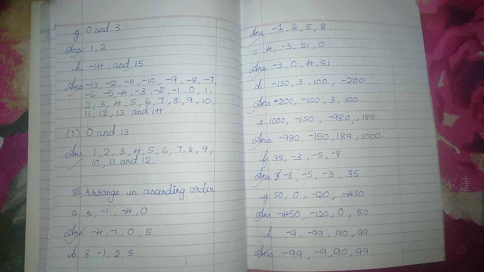 Math notebook work