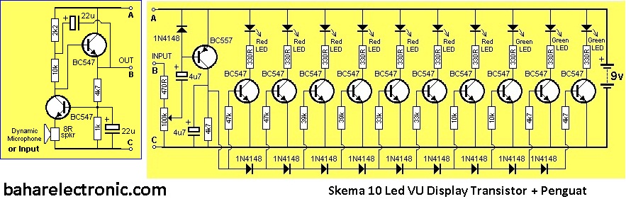 Skema Led Vu Display Menggunakan Transistor - Bahar Electronic - Kelek ...
