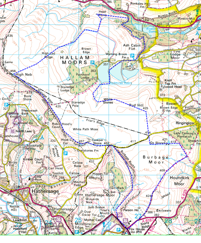My Walking Log: Burbage and Stanage Edge - MAP