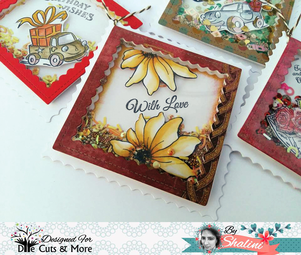 DCAM STORE: Tags made with Inverted Scallop Square Frame Die