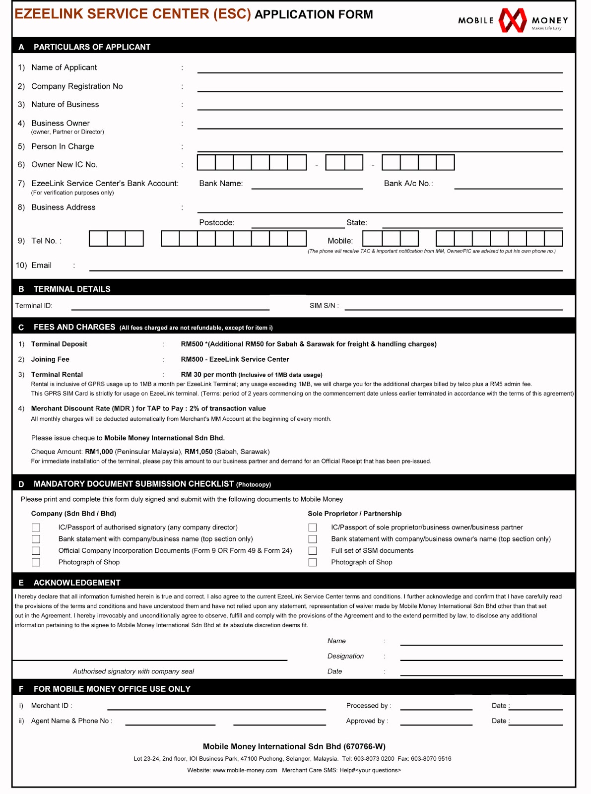 Ezeelink Service Centre ( ESC ): Prosedur Daftar Terminal