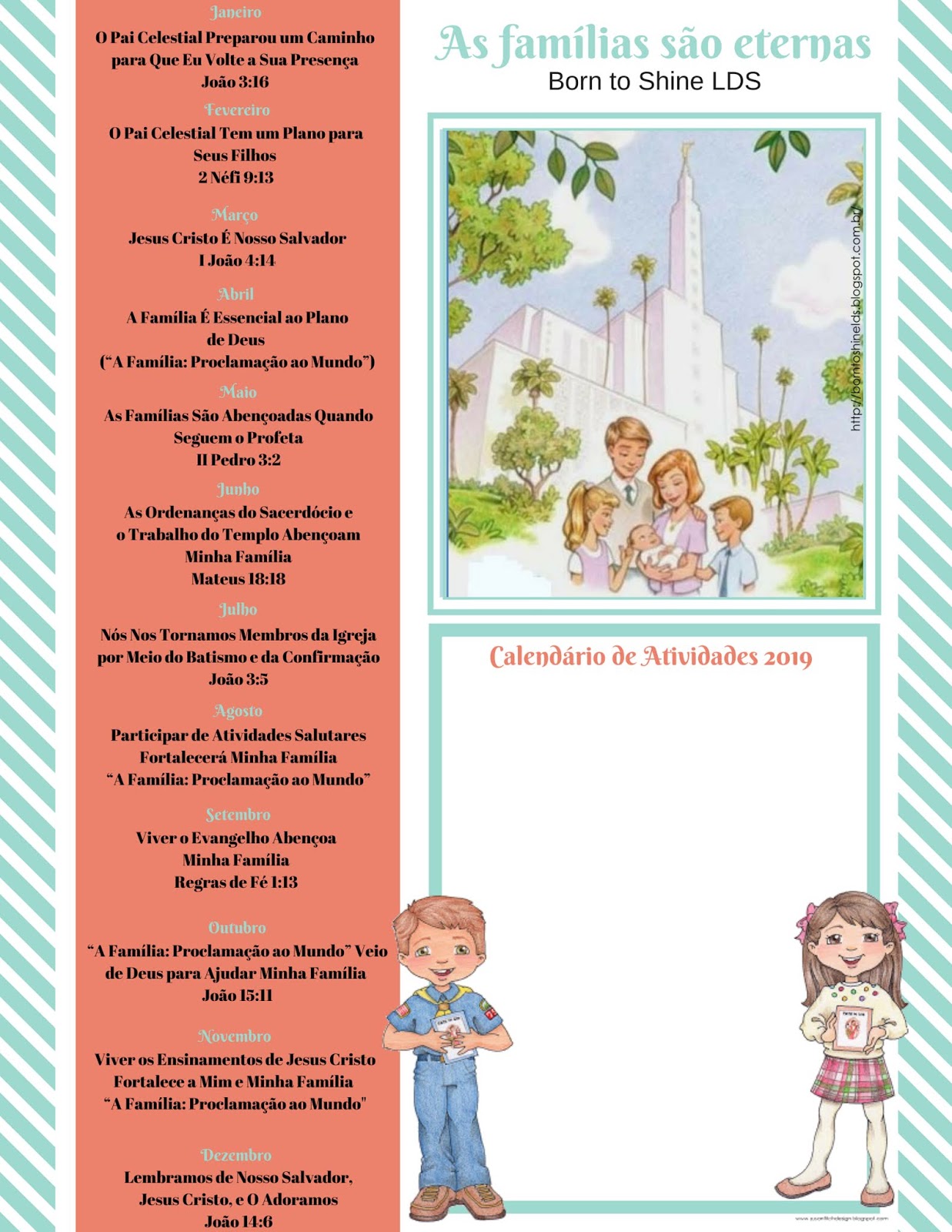 Born to shine ★ LDS: Calendário Primária 2019