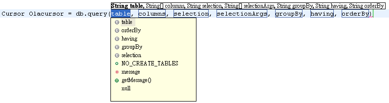 ola的家: Android學習_對SQLite查詢(query方法)取得Cursor
