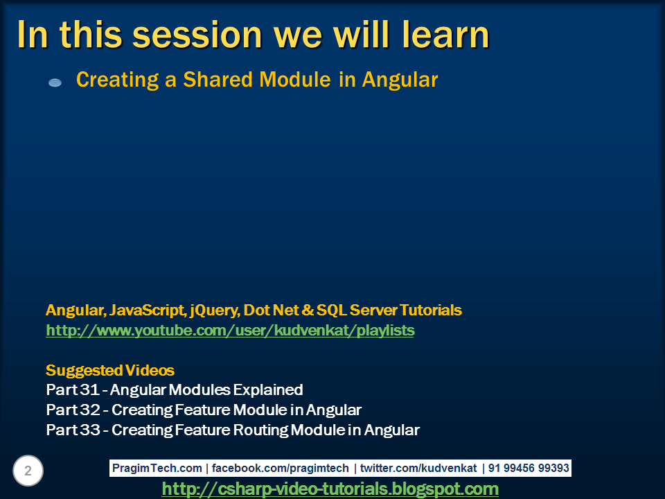 Sql Server Net And C Video Tutorial Creating Shared Module In Angular Slides