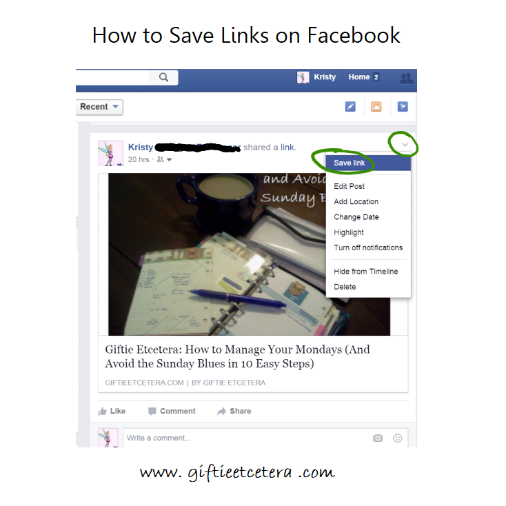 How to Save Links on Facebook | Giftie Etcetera: How to Save Links on ...