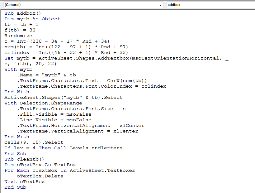 Excel Macro Fun: Excel Falling Letters