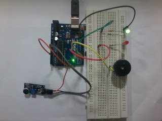 An alarm system with Sound detector sensor.