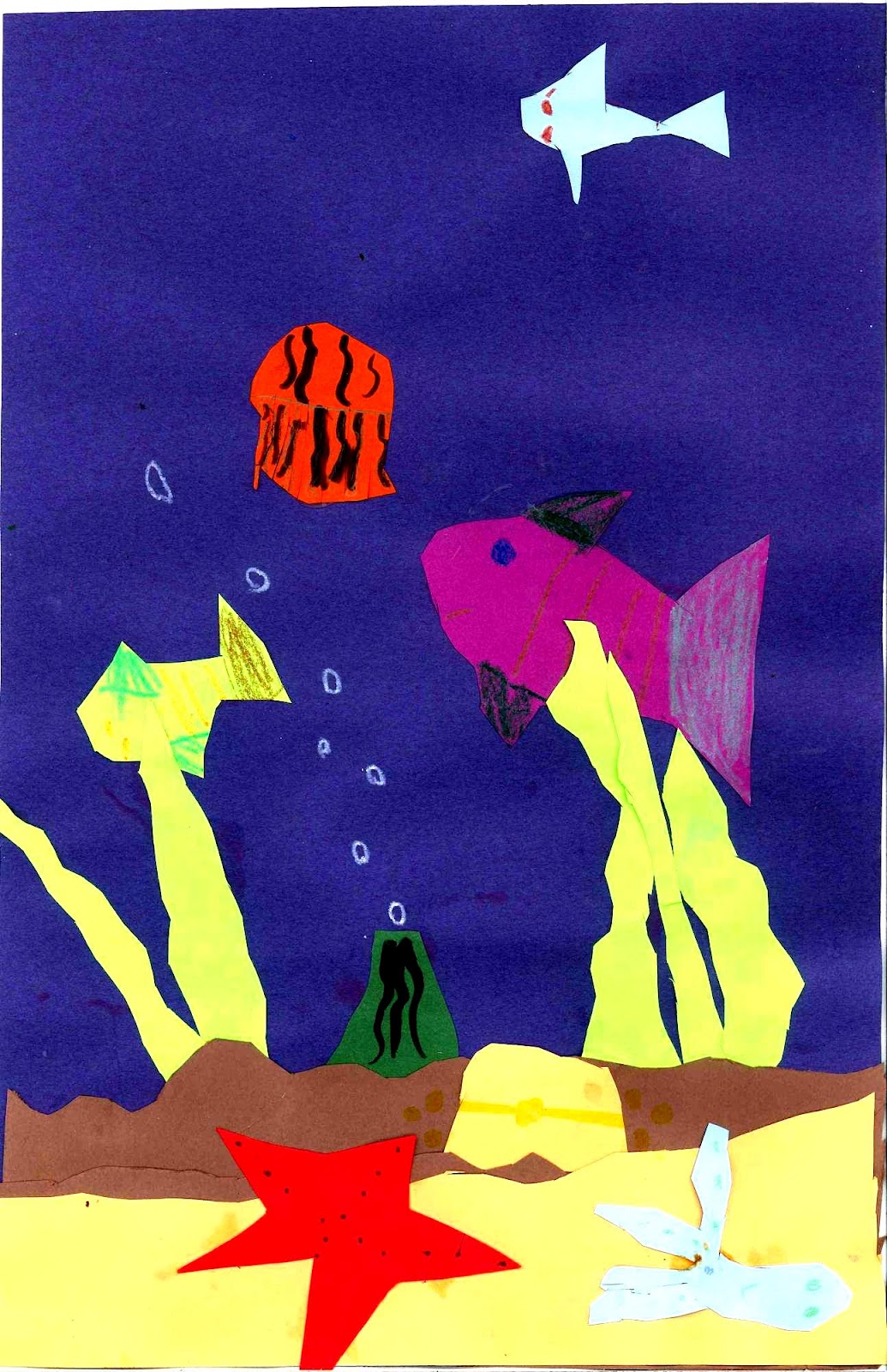 The Art Room: Cut Paper Ocean Envroment