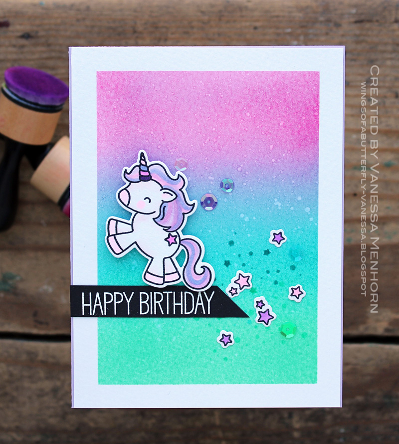 wings of a butterfly: Unicorn Birthday Card