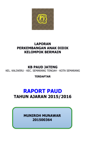 Contoh Buku Raport PAUD untuk KK, TPA, TK, Playgroup Format Baru ...