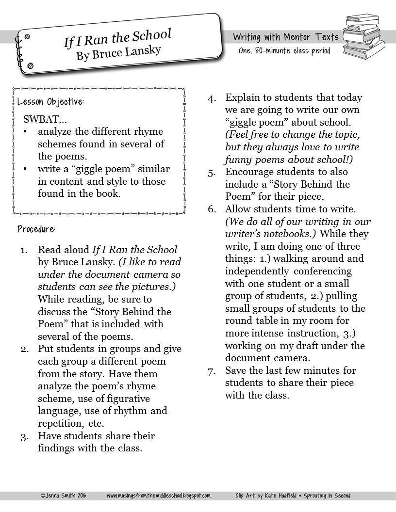 Musings from the Middle School: If I Ran the School by Bruce Lansky ...