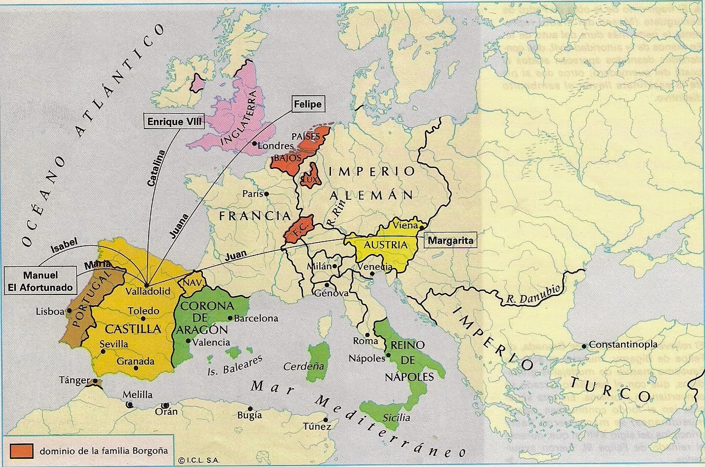 imágeneshistóricas.blogspot.es: Mapa de Europa en torno al año 1500