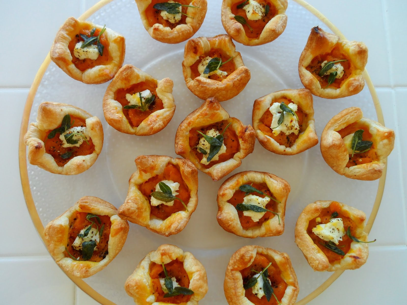 Puff Pastry With Roasted Yam, Goat Cheese and Sage