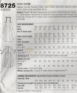 Patrons de costumes: Simplicity 8725