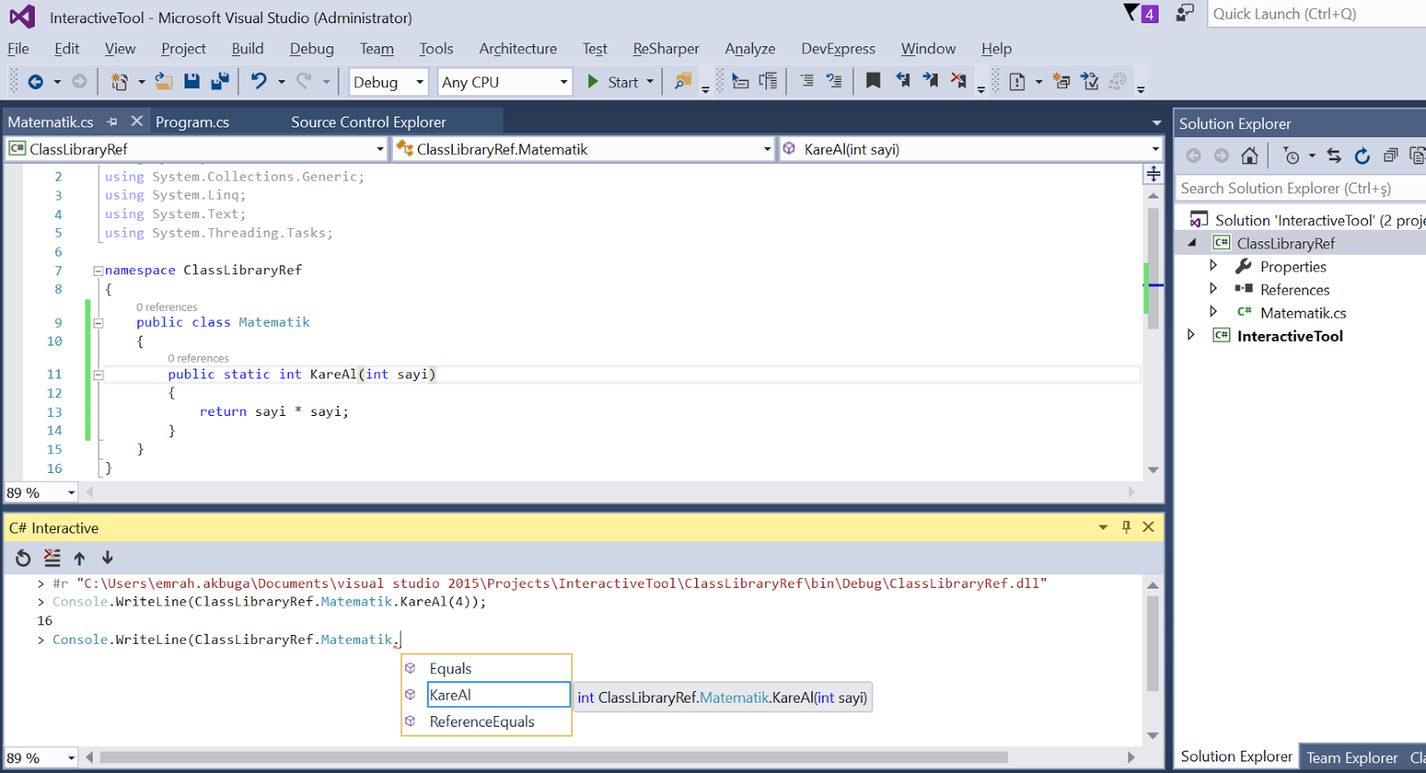 Yazılım Dünyasının Tozlu Yolları: VS 2015 C# INTERACTIVE WINDOW