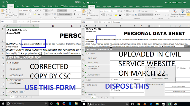 CORRECTED COPY of 2017 Personal Data Sheet (PDS) - (CSC Form 212 ...
