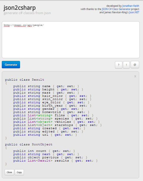 Tạo đối Tượng Trong C Với Json Từ Một Url Api