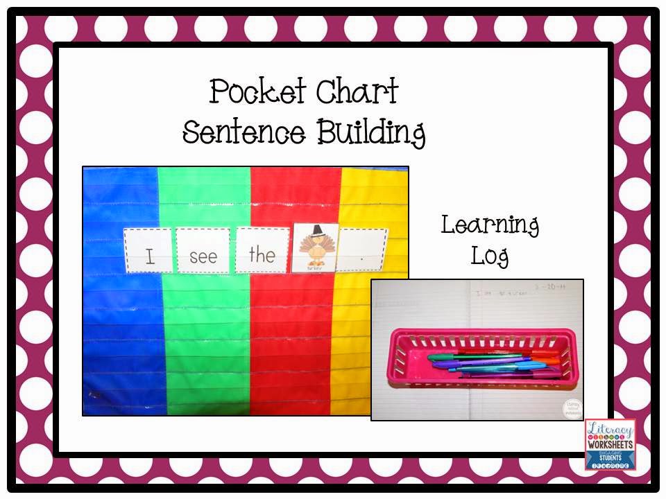 Pocket Chart Workstation and Learning Logs - Literacy Without Worksheets