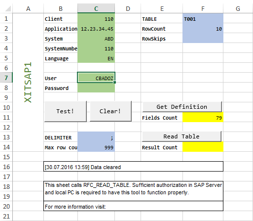 Excel & Word SAP tools: XITSAP1 - Excel SAP table extractor