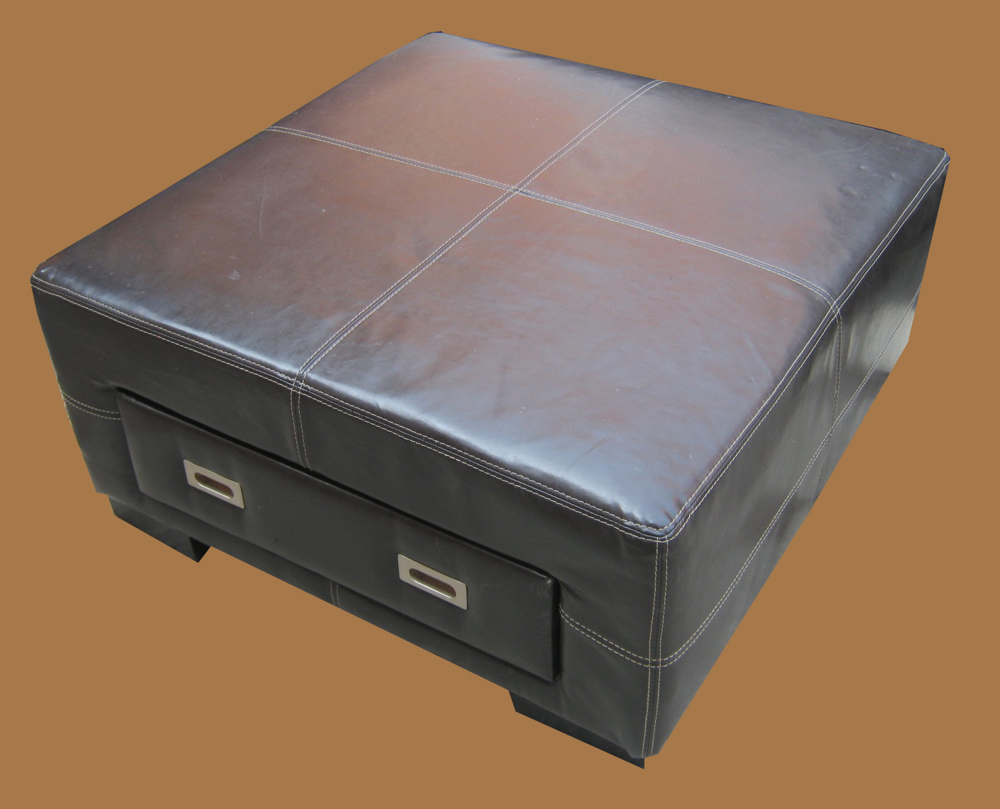 Uhuru Furniture & Collectibles: Leather Ottoman w/Drawer Storage- SOLD