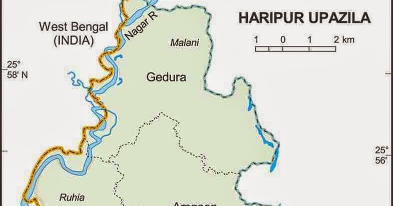 Haripur Upazila Map, Thakurgaon District, Bangladesh