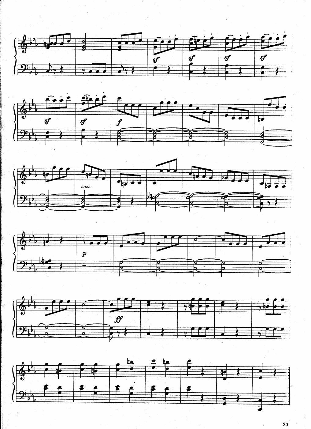 Partitura del tema de "The 5th Symphony" / La quinta sinfonía ...