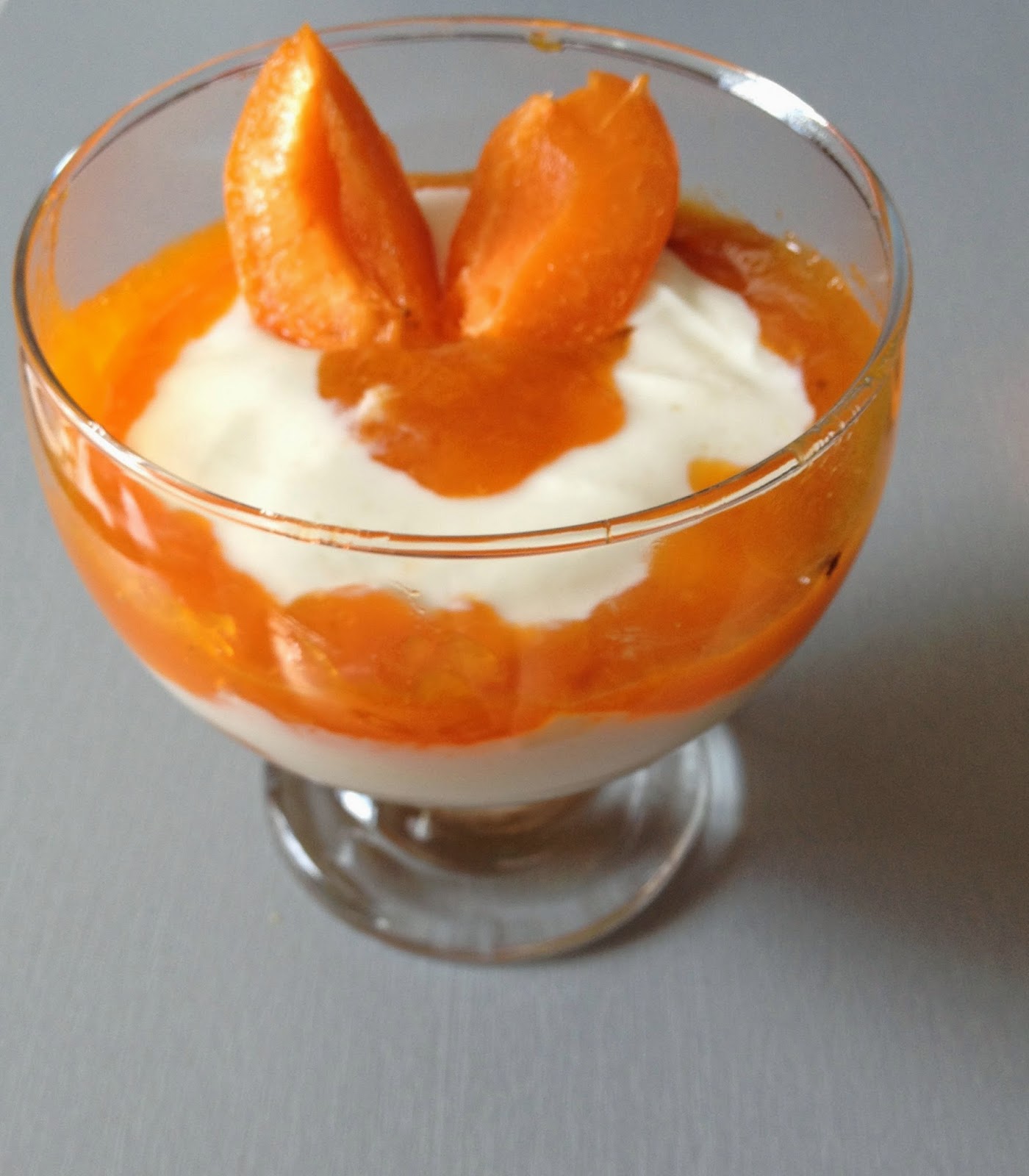 Maca-Flo: Verrine d'abricots et pêches au fromage blanc