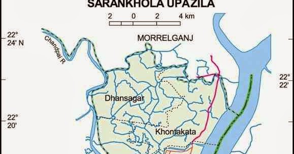 Sarankhola Upazila Map, Bagerhat District, Bangladesh