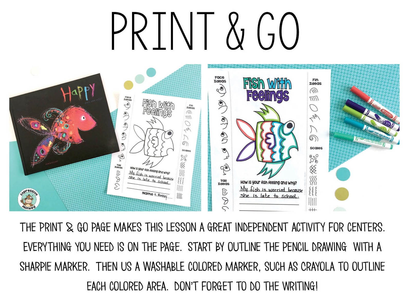 Art Technique Ideas for Fish with Feeling - Expressive Monkey