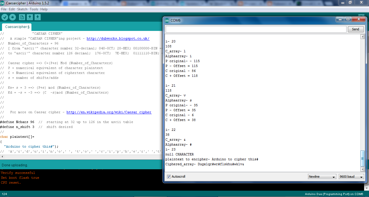 Dubworks Some Exercises With The Caesar Cipher And Arduino Pt1