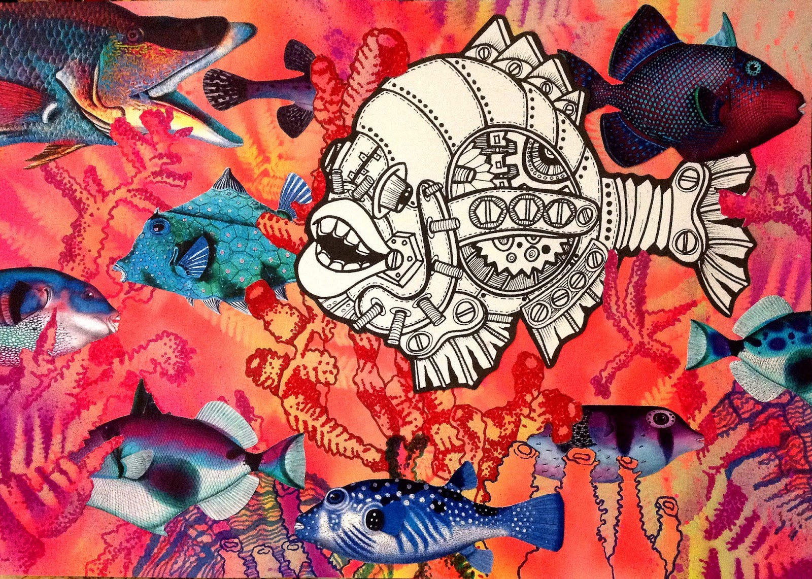 VERSION 2: SURREALISM and STEAMPUNK ART - Mechanical Sea Creatures