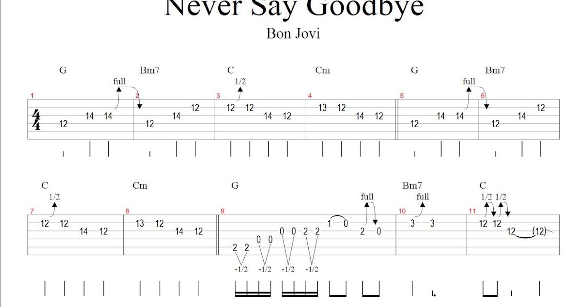 bon jovi - never say goodbye (tab) score