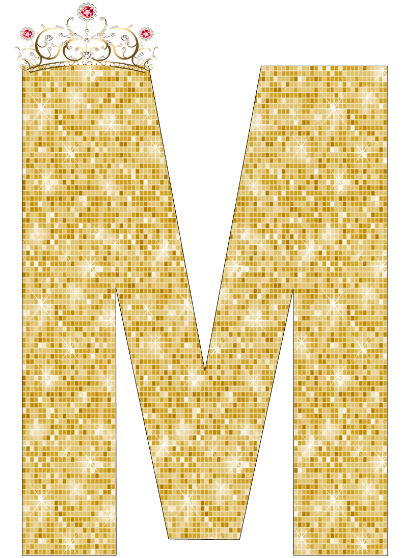 Abecedario de Corona con Fondo Dorado. Alphabet of Crown with Golden ...