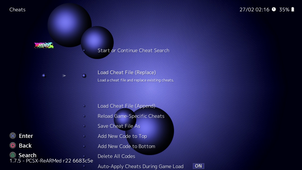RetroArch チート導入方法