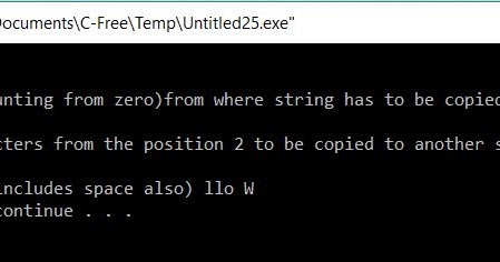All C Programs: Program 269: Program to print 'N' Characters from the given Position of a String ...