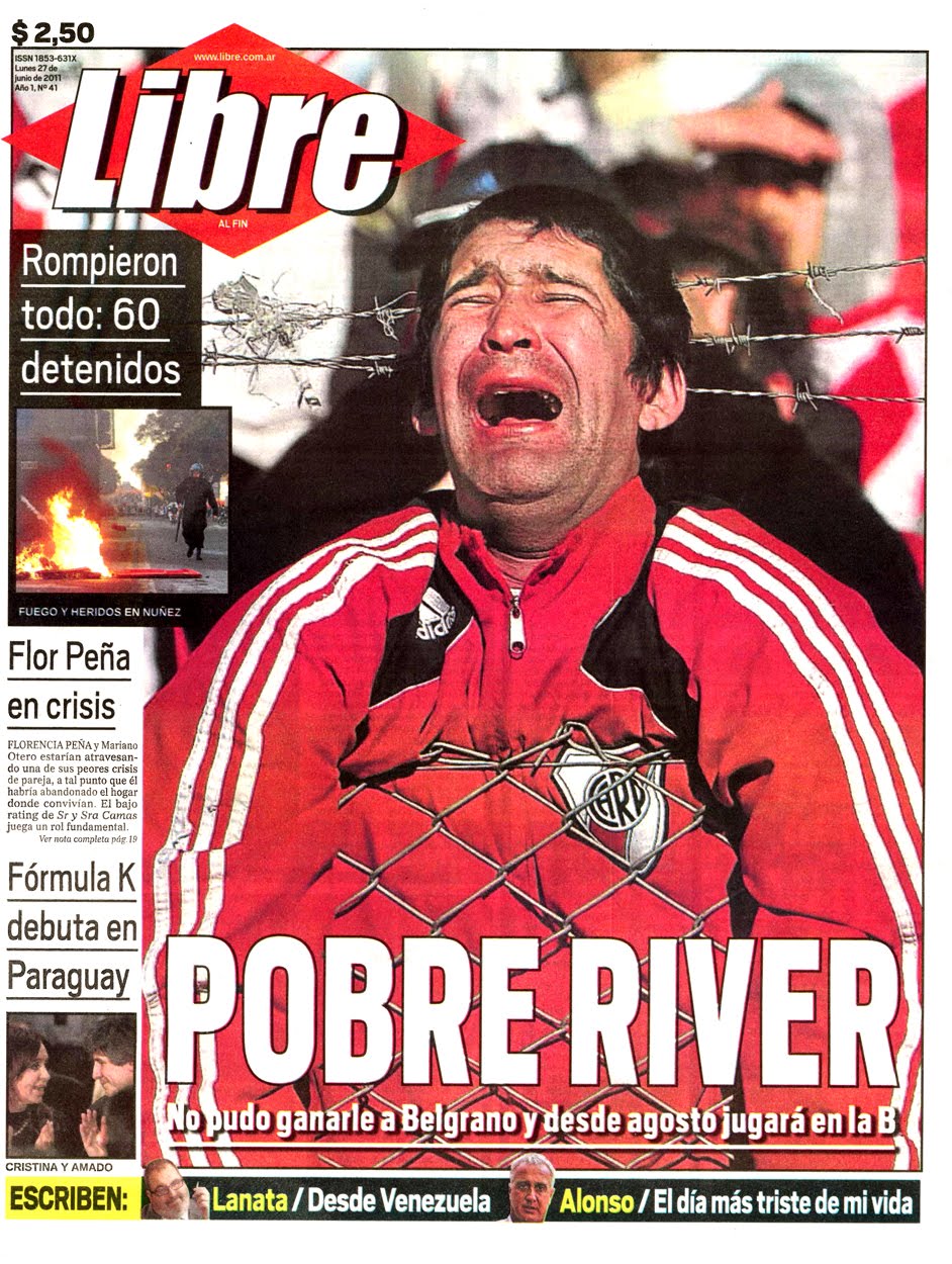 Haceinstantes: River en la B: la tapa de todos los diarios