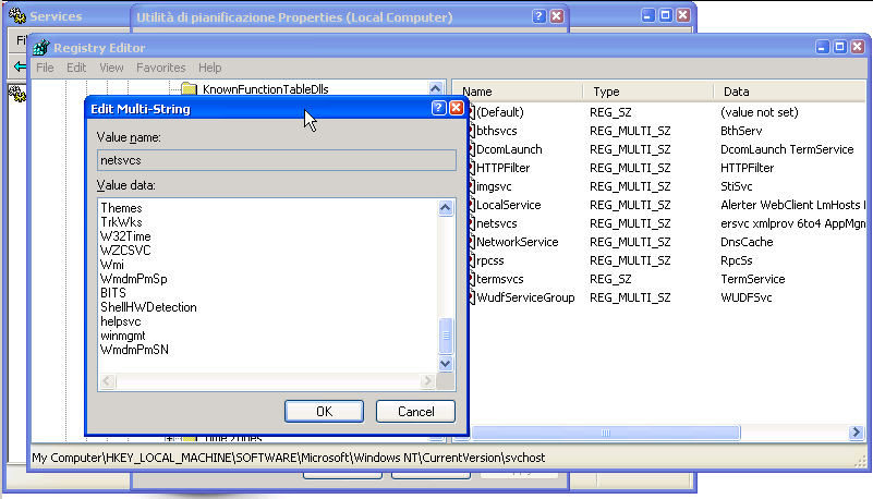 Tecnica: Reinstallare il servizio task scheduler di Windows XP