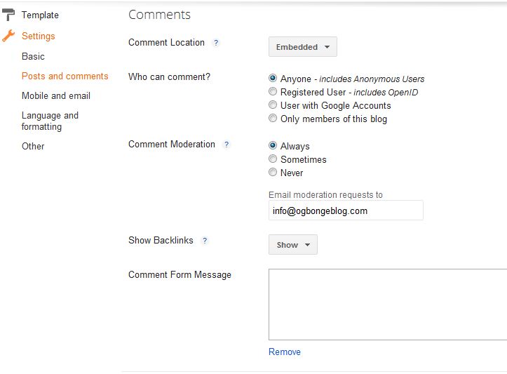 Blogger Settings (Posts and Comments) Explained - OgbongeBlog