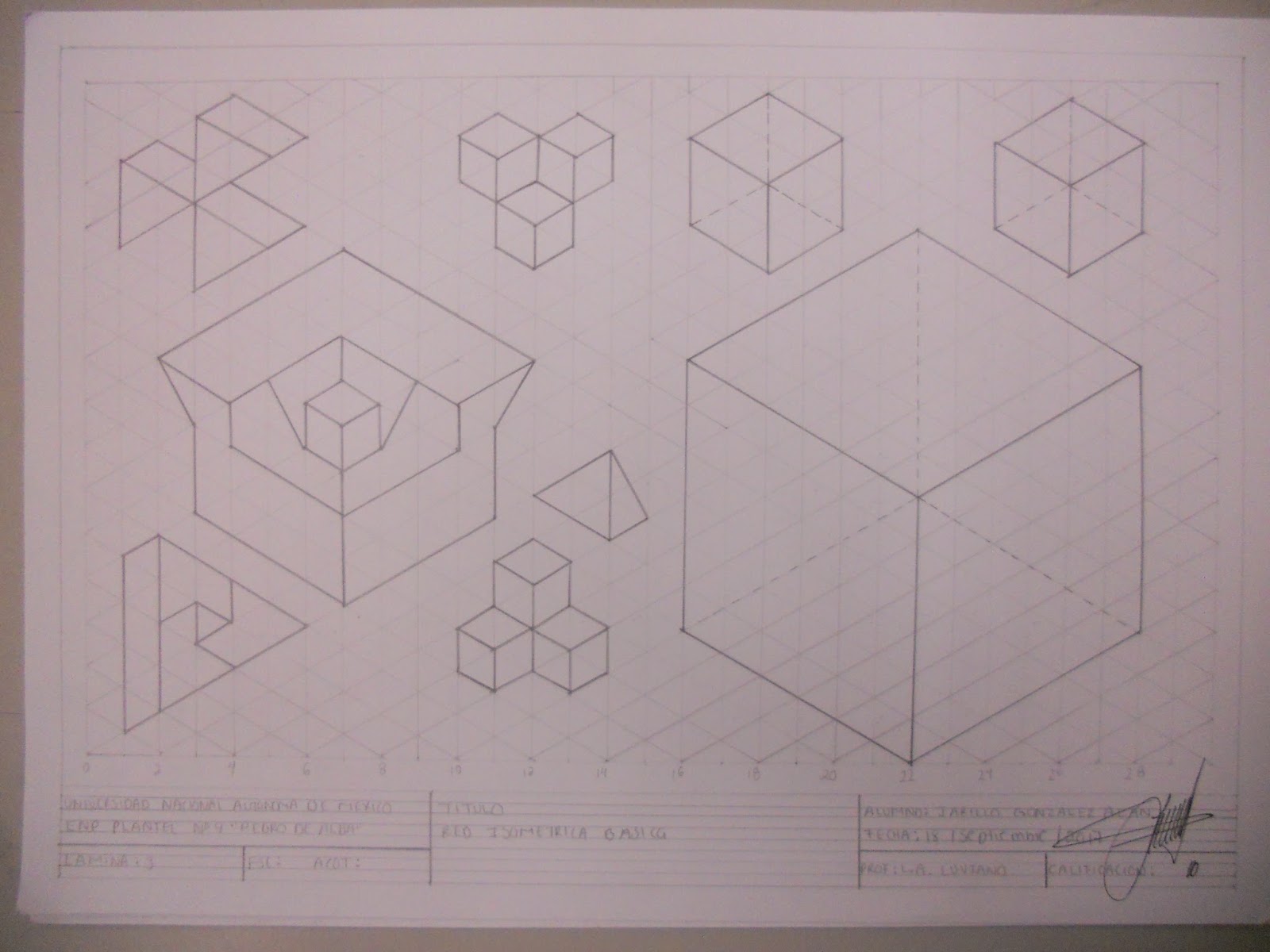 DIBUJO CONSTRUCTIVO II : LÁMINA 3, RED ISOMÉTRICA BÁSICA