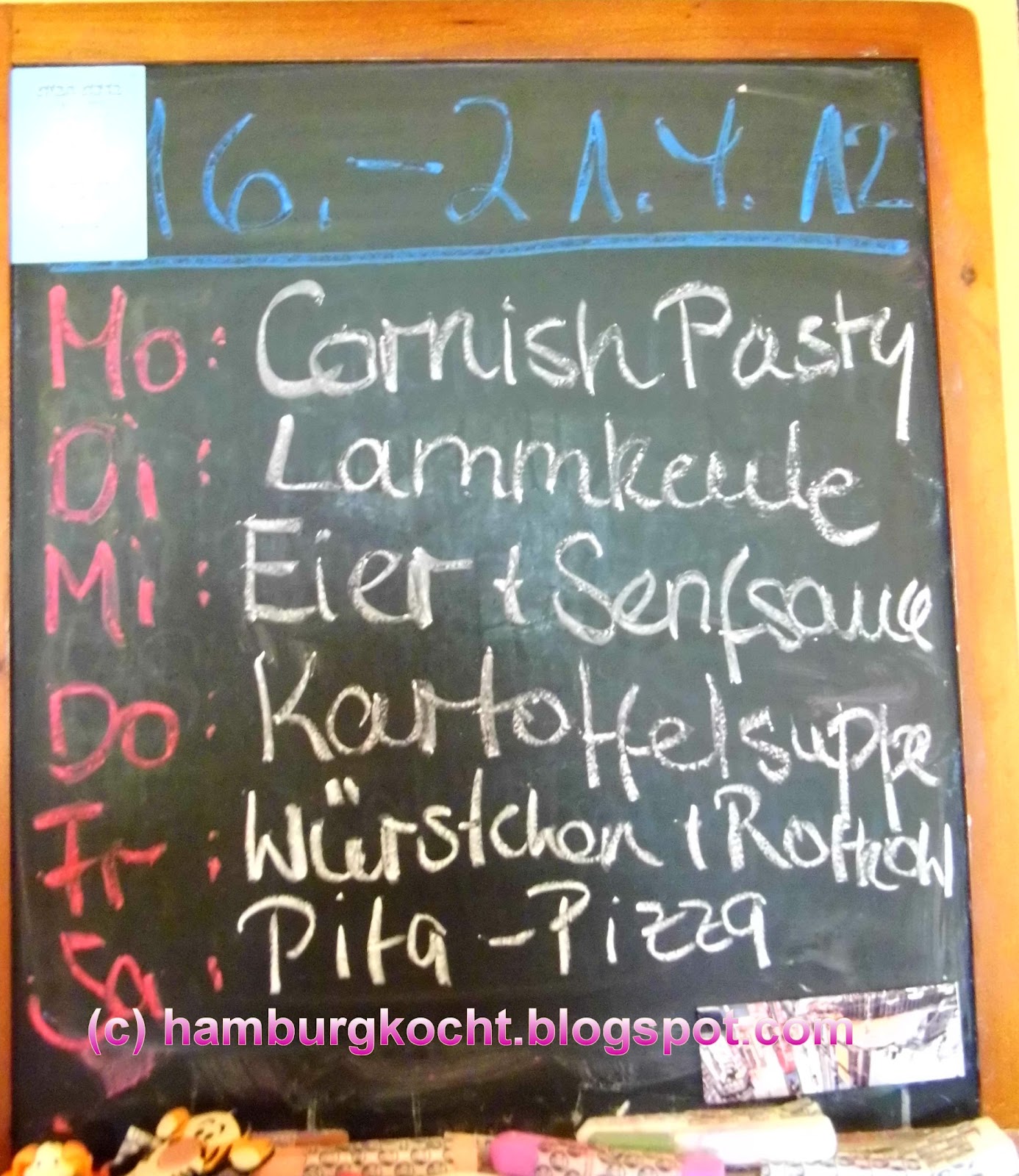 Hamburg kocht!: Rückblick: Wochenplan und Kühlschrank KW 16